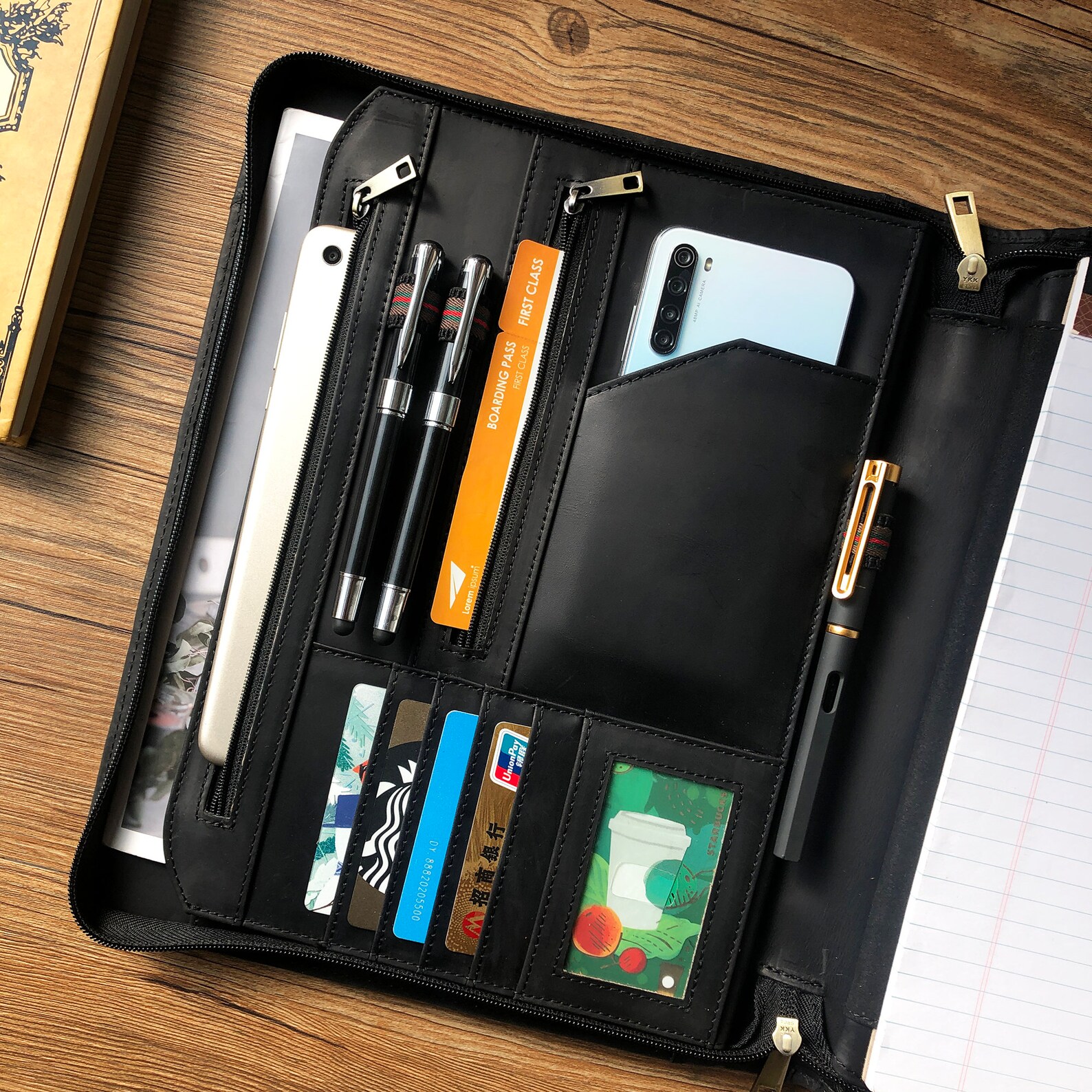 Personalized Leather Portfolio, Padfolio for Men, Portfolio With Handle ...