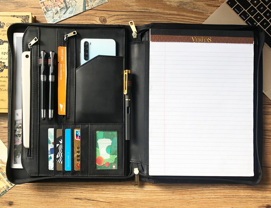 Personalized Leather Portfolio, Padfolio for Men, Portfolio With Handle ...