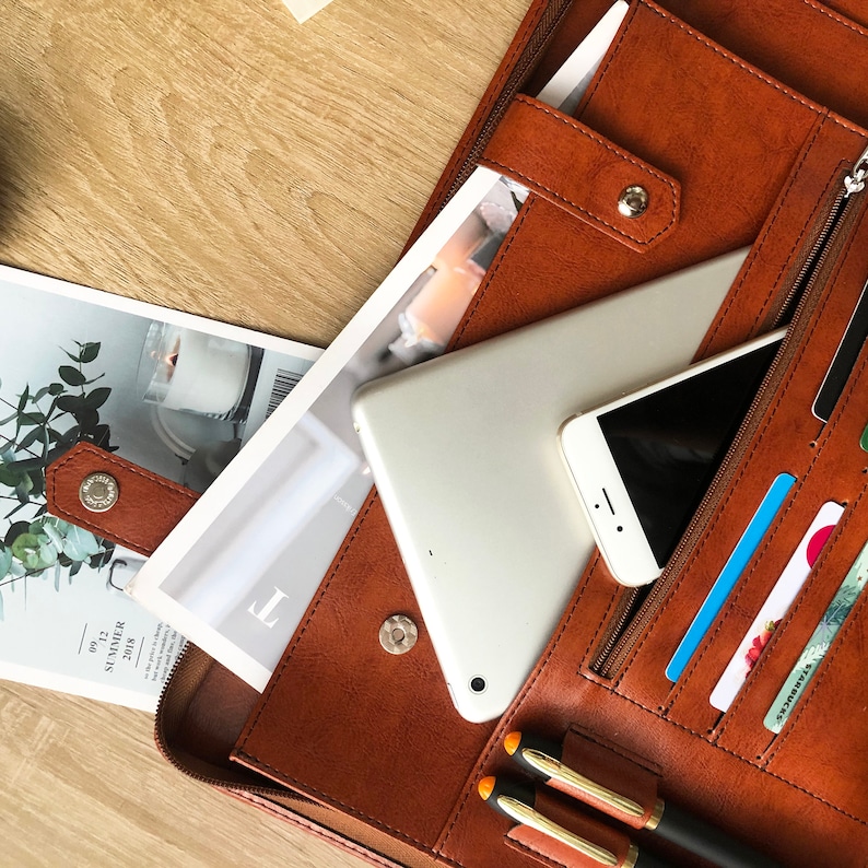 Personalized 7 Ring Leather Check Book Portfolio, 7 Ring Business Check ...