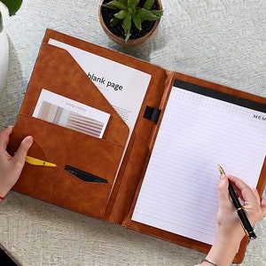 Personalized Slim Leather Portfolio A4 Folder Portfolio Vegan Leather ...