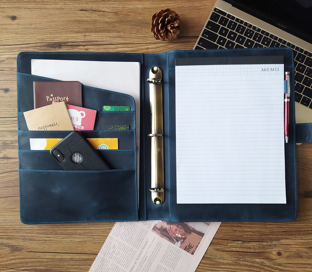 Personalized 3 Ring Binder Leather Portfolio, Padfolio for A4/letter ...