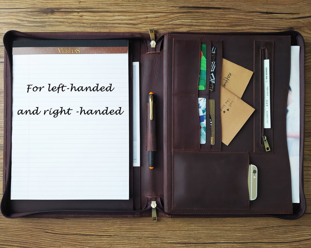 Personalized Leather Portfolio, Portfolio for Left Handed People ...