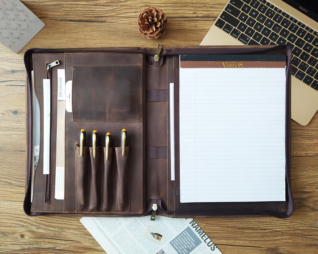 Personalized Leather Portfolio, Letter Size Organizer Folders Planner ...