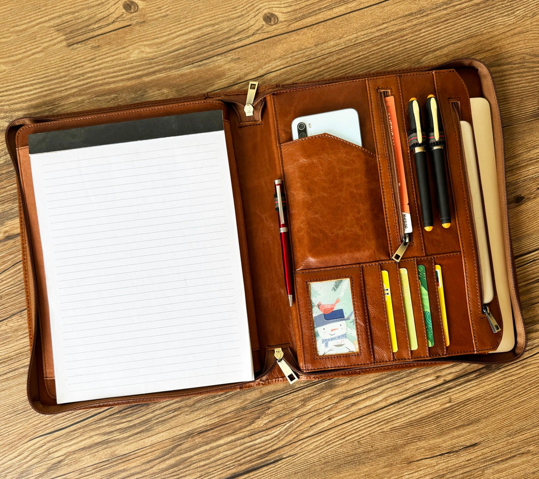 Leather Portfolio for Left Handed, Personalized Portfolio for Men ...
