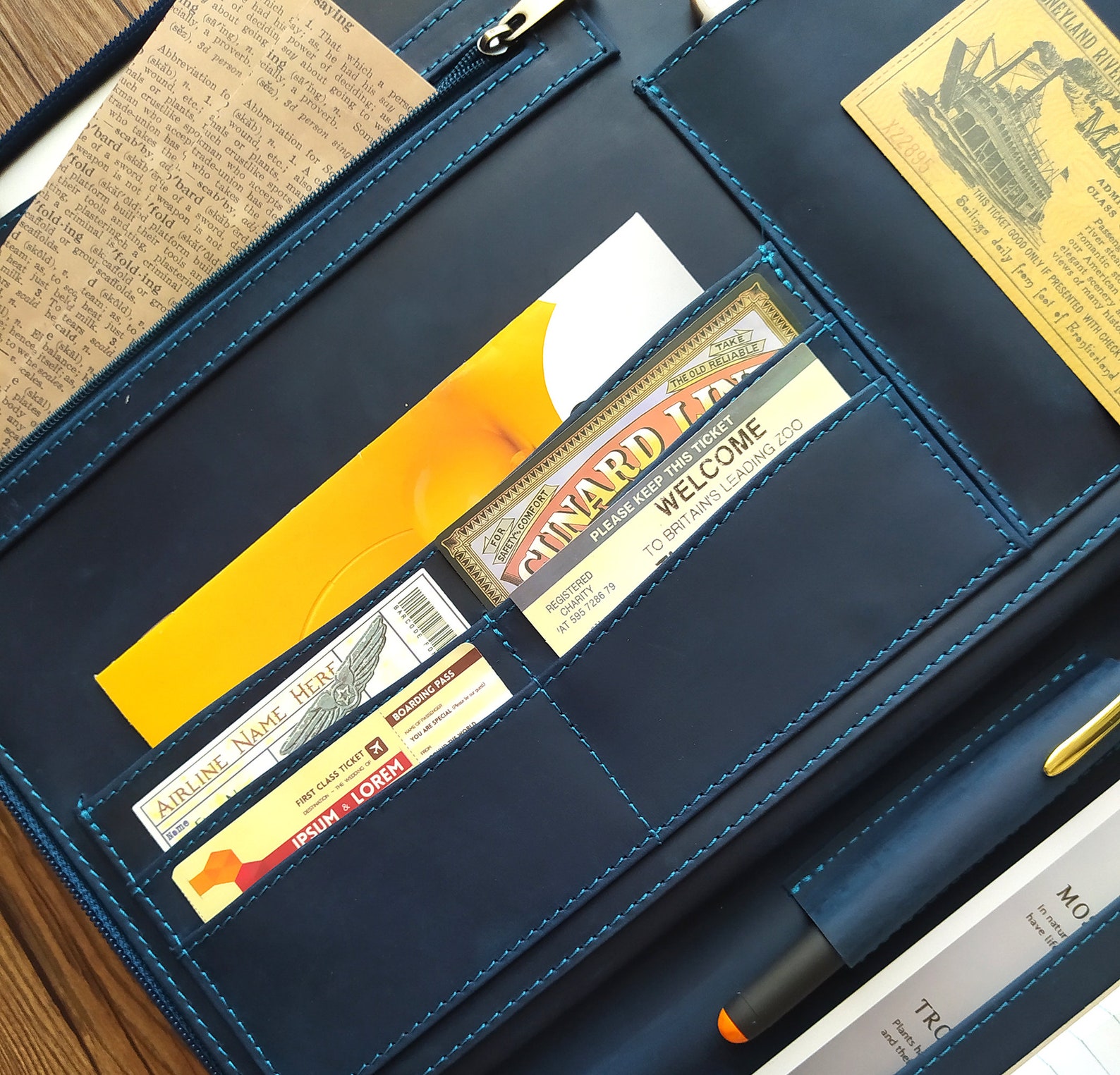 Personalize Leather Portfolio Leather Portfolio With Zipper - Etsy