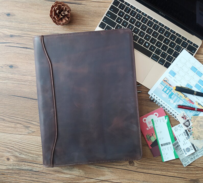Personalized Leather Portfolio Letter Size Organizer Folders - Etsy