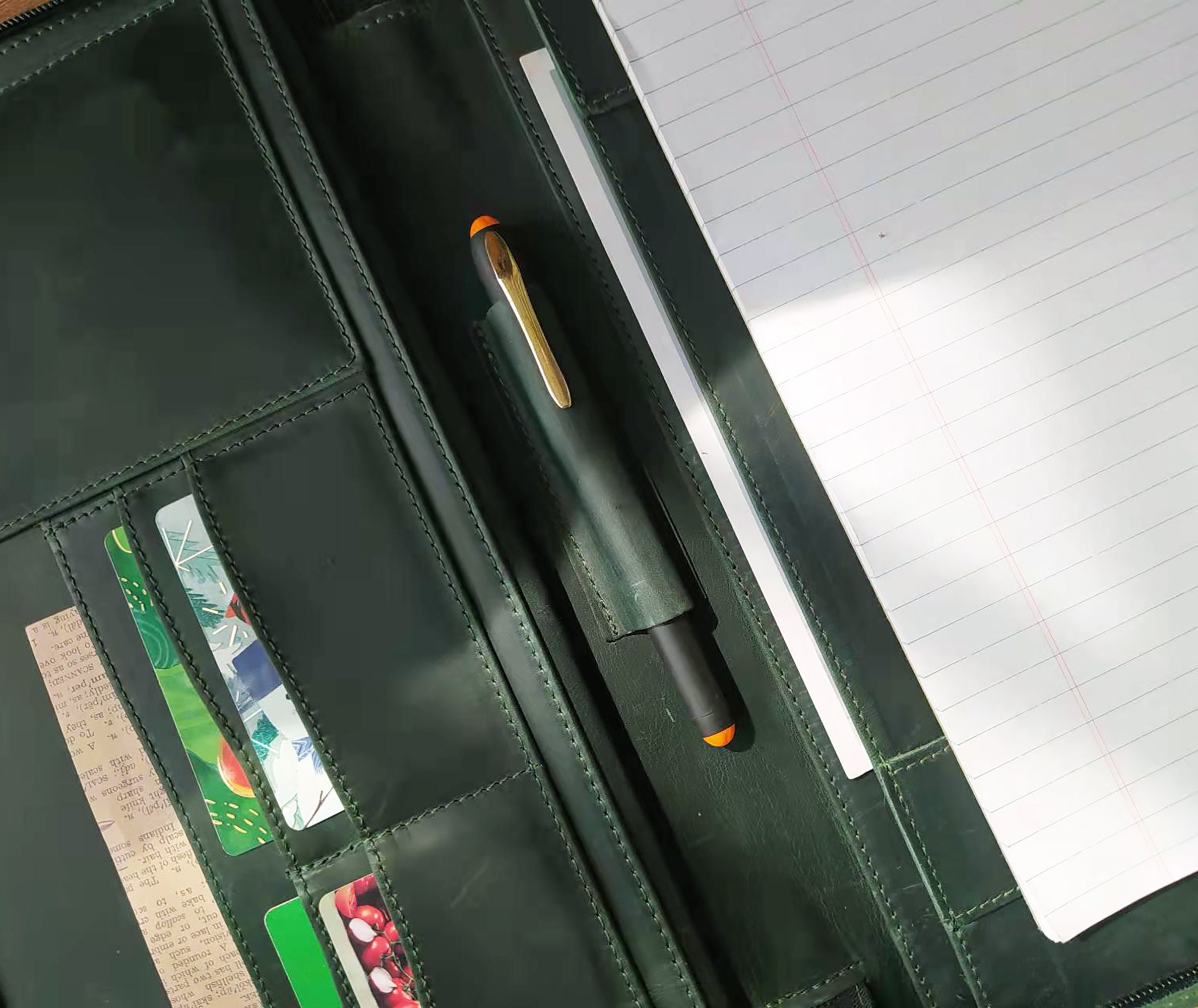 Personalized Name LOGO Leather Portfolio Zippered Padfolio A4 - Etsy