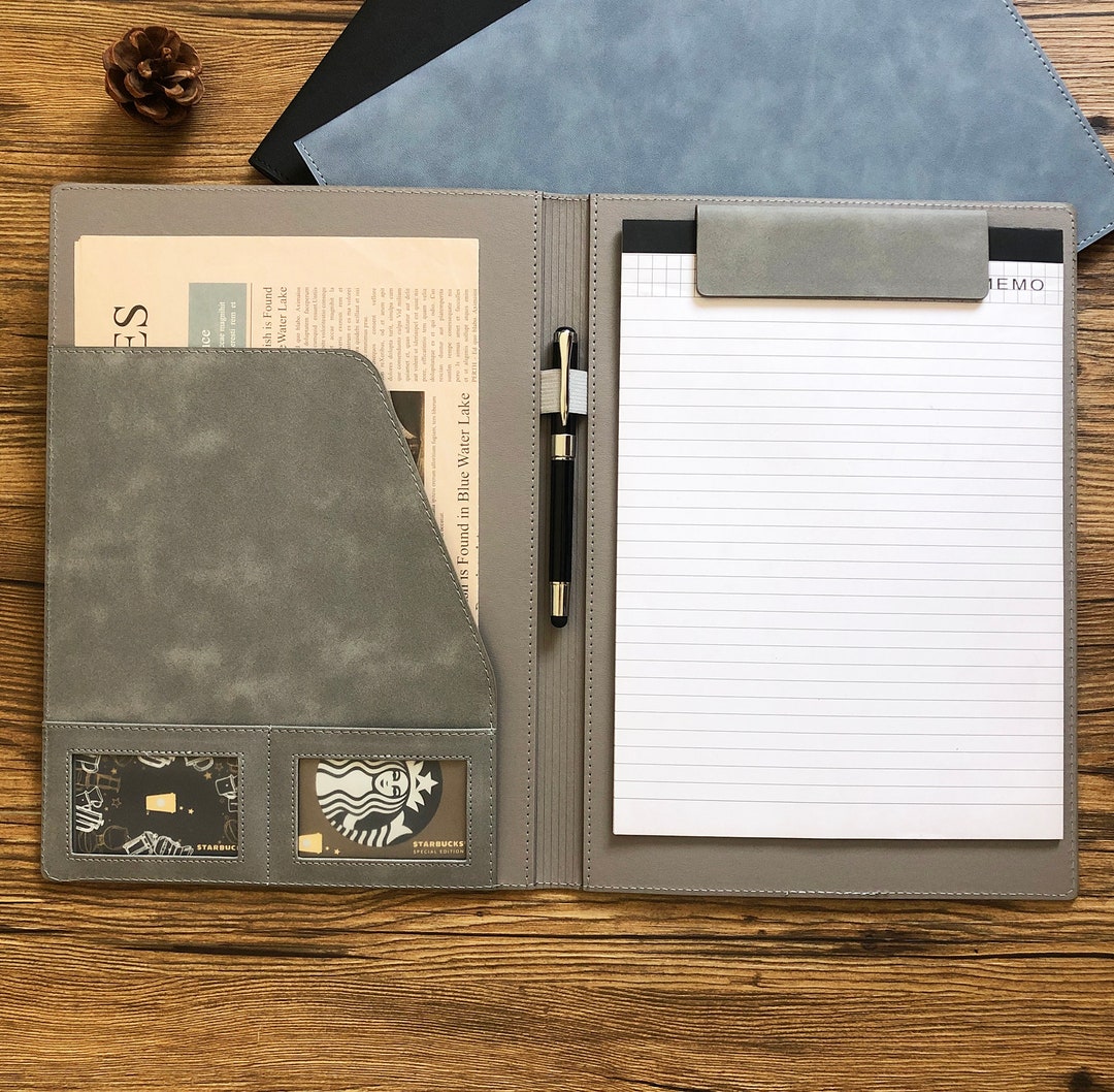 Pensonalized Slim Leather Portfolio A4 Folder Portfolio Vegan Leather ...