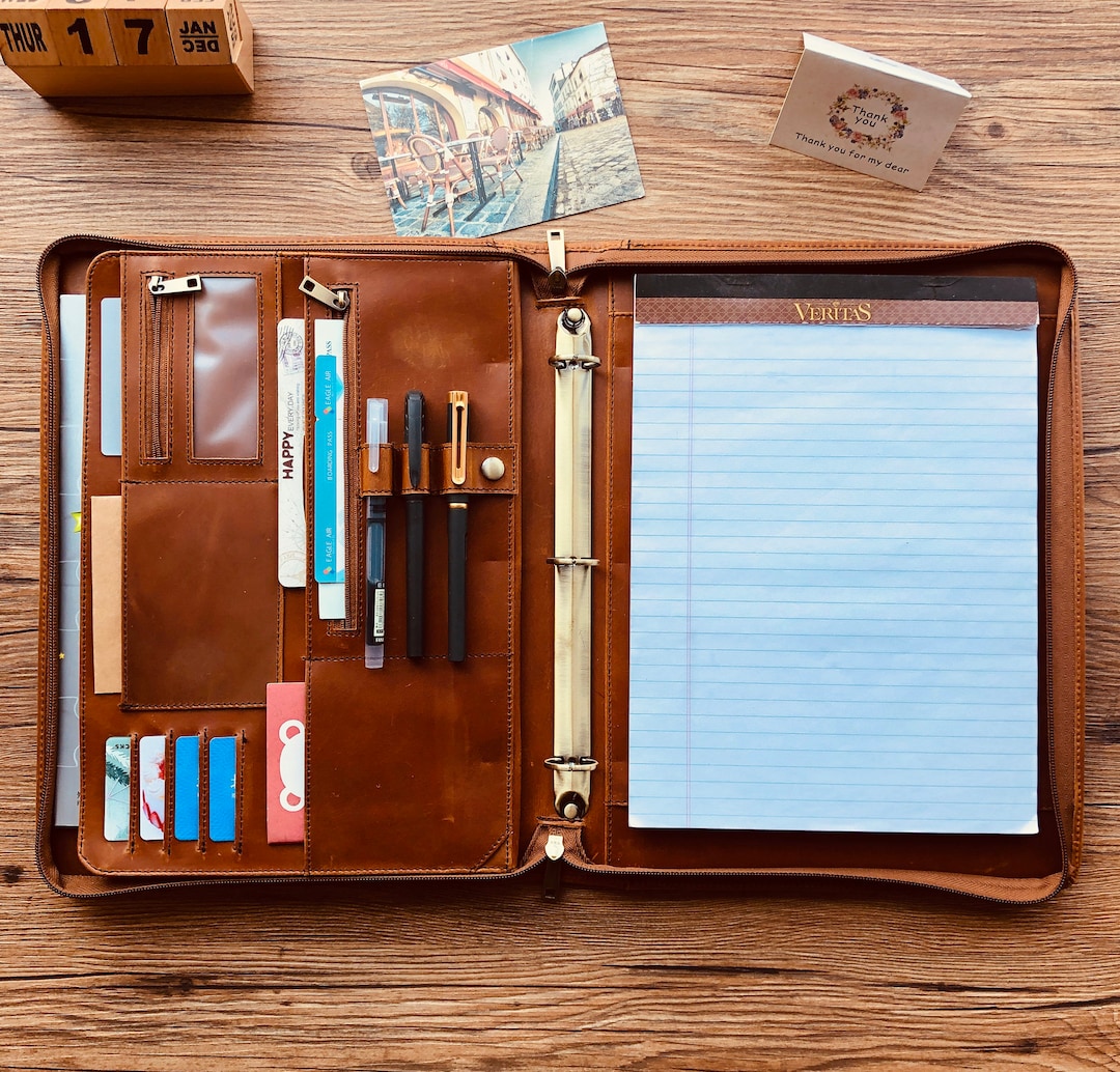Personalized Portfolio, 3 Ring Binder Leather Portfolio, Portfolio With ...