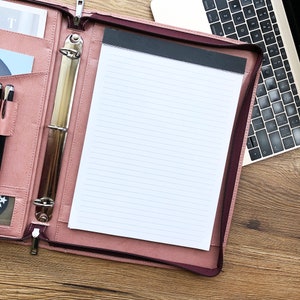 Pink Portfolio for Women, 3 Ring Binder Custom Portfolio With Name Logo ...
