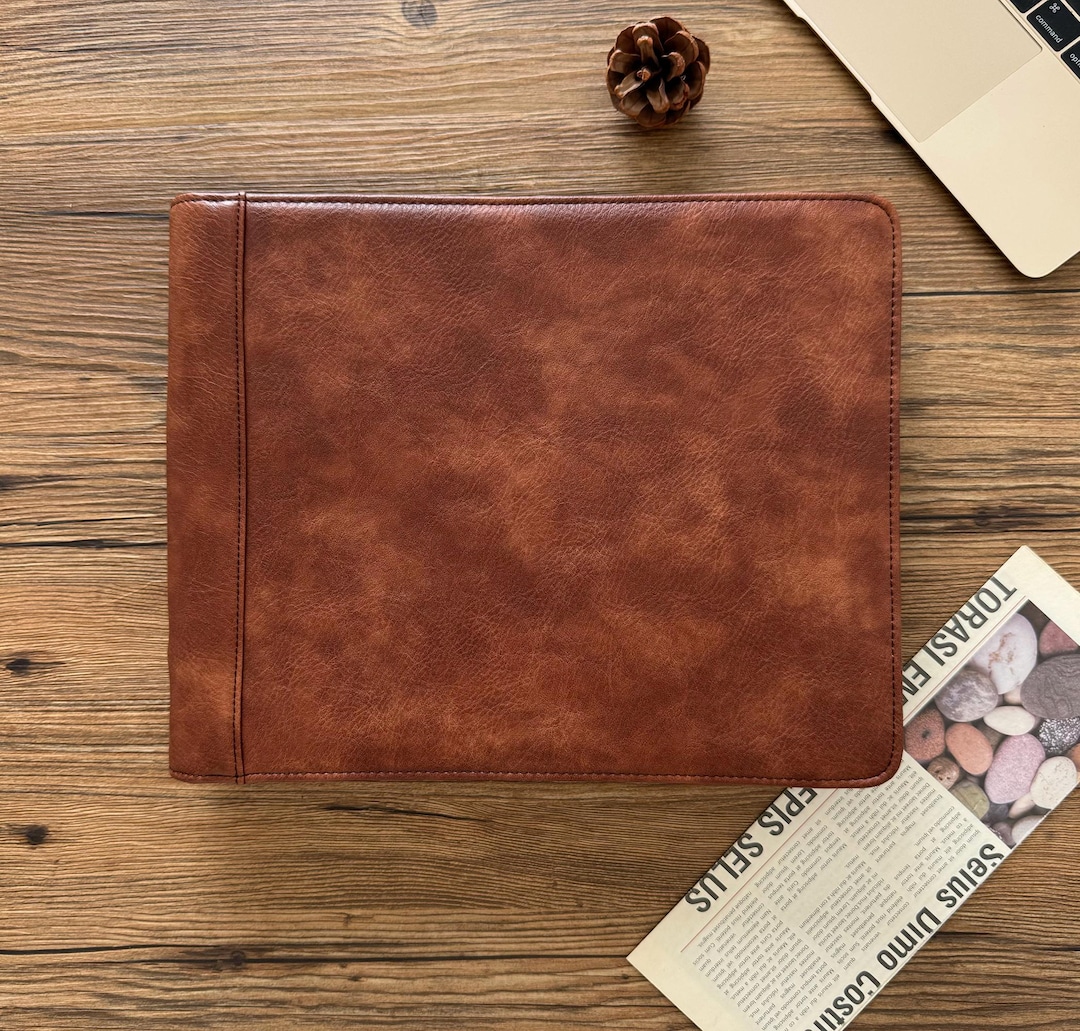 Personalized 3 Ring Check Binder, Vegan Leather Check Book Cover for 3 ...