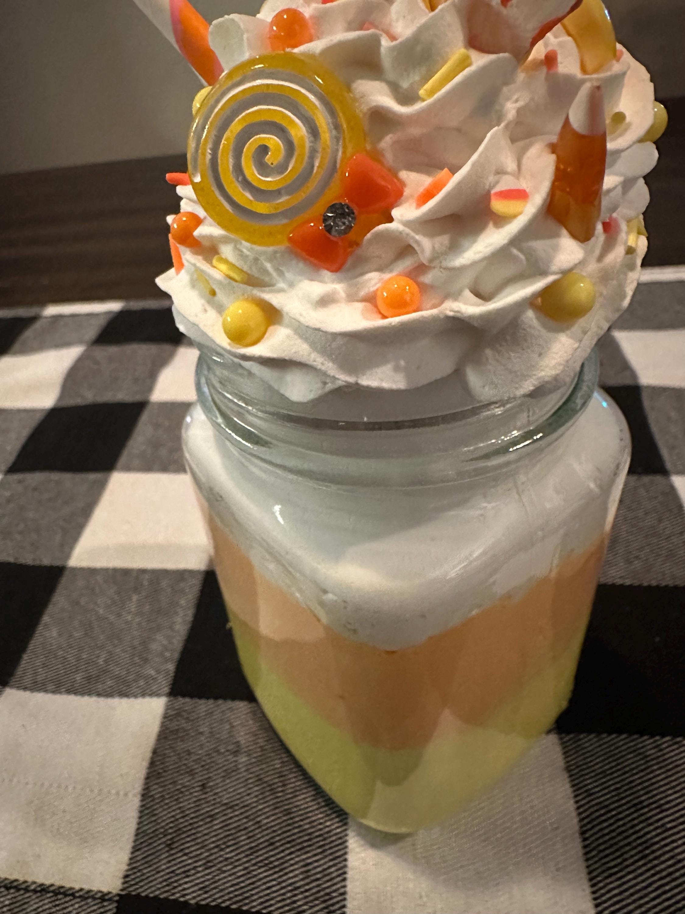 Candy Corn Inspired Mason Jar Mug Faux Shake. Layered and Topped With ...