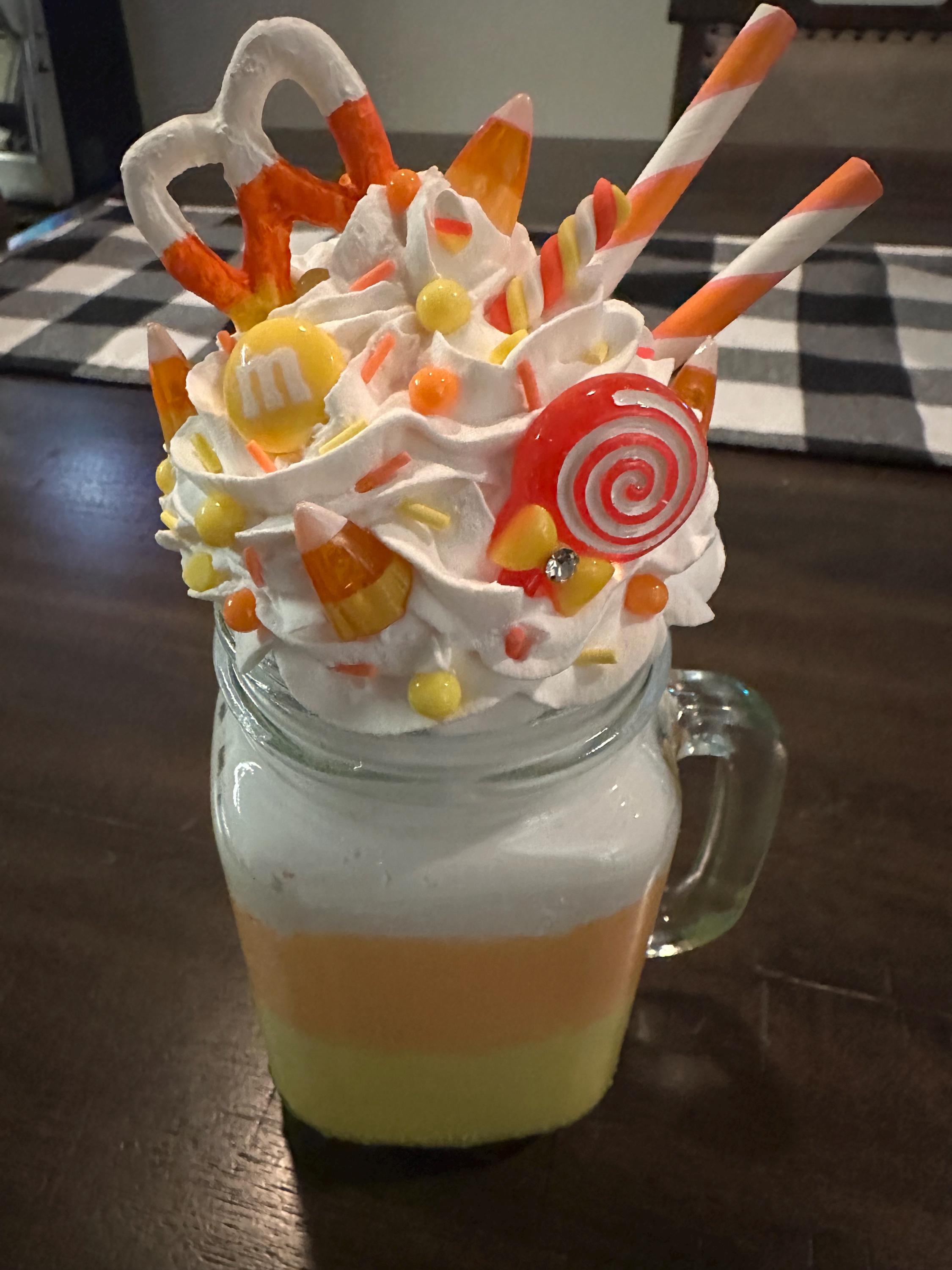 Candy Corn Inspired Mason Jar Mug Faux Shake. Layered and Topped With ...