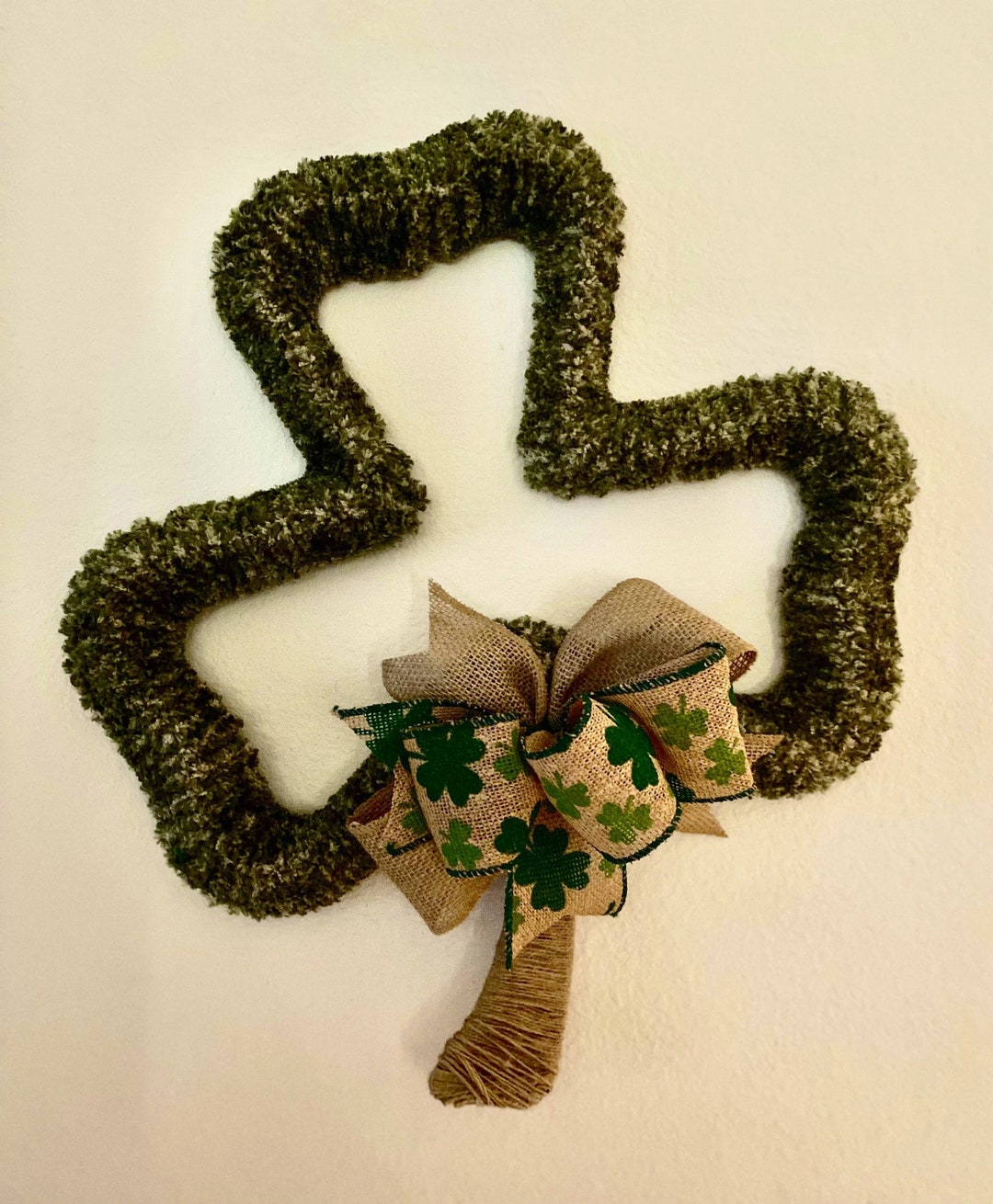 St Patricks Day Green and Tan Shamrock Wrapped With Tan and Green ...