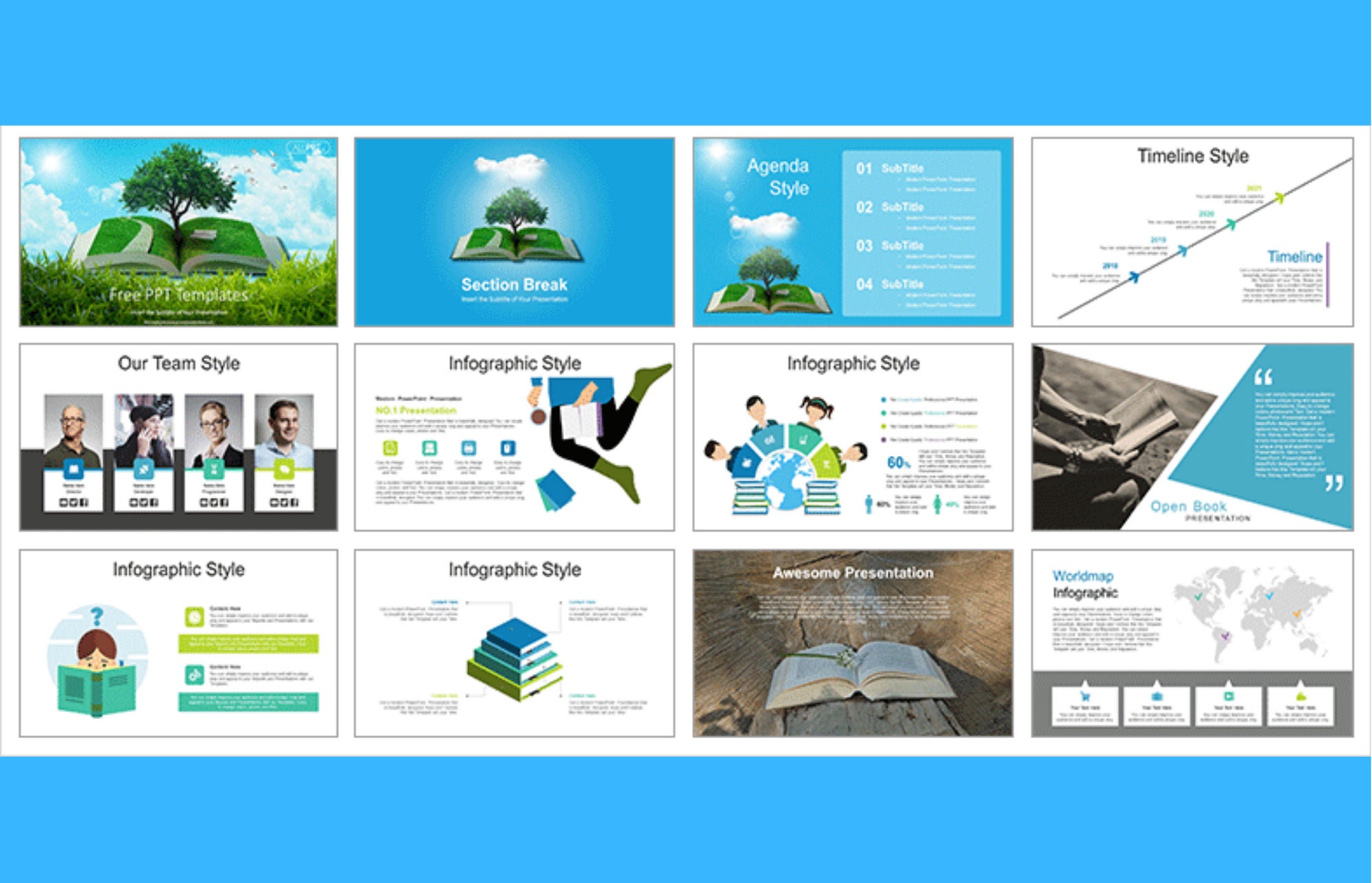 Green Grass Open Book Powerpoint Templates - Etsy