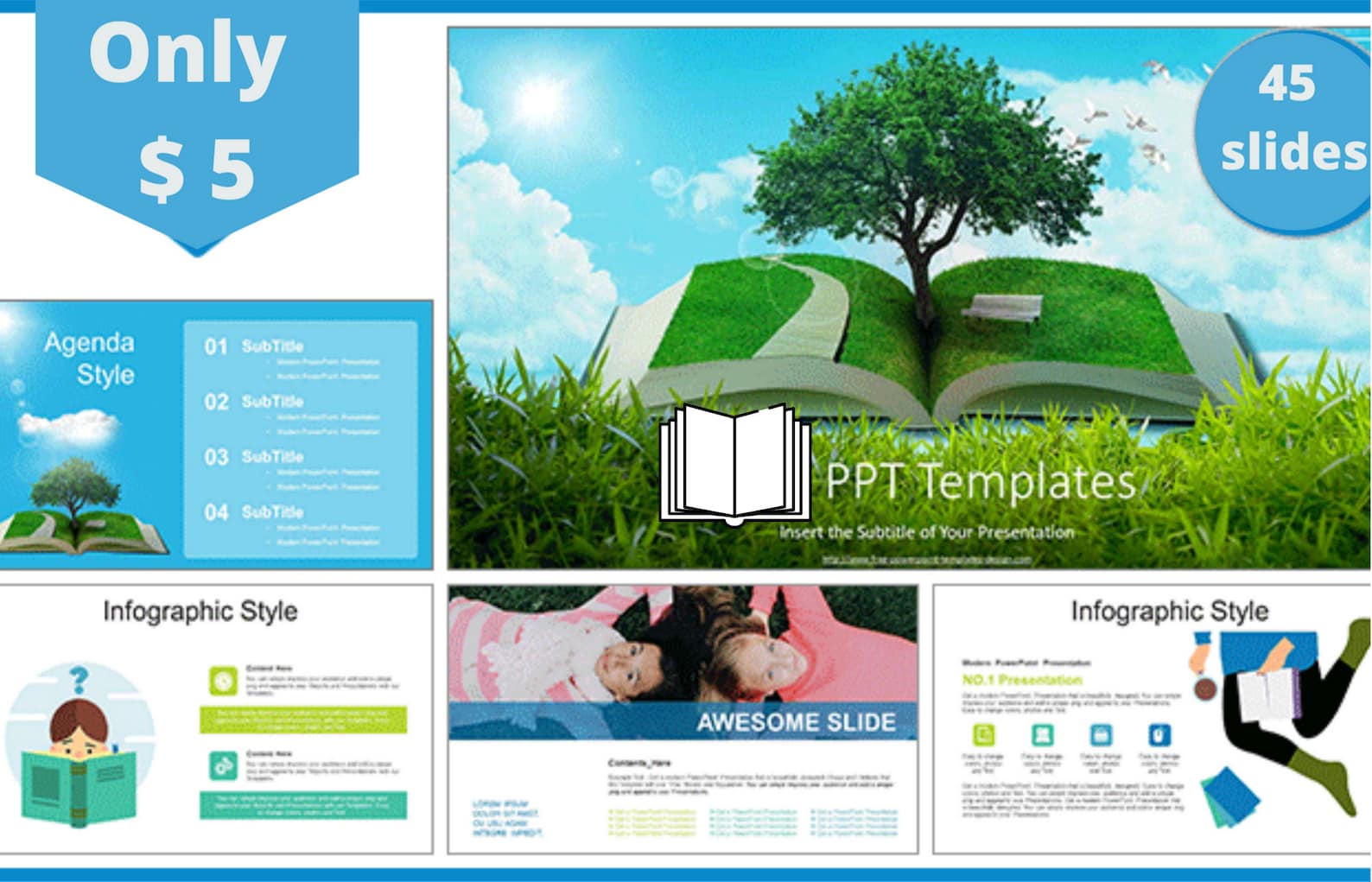 Green Grass Open Book Powerpoint Templates - Etsy
