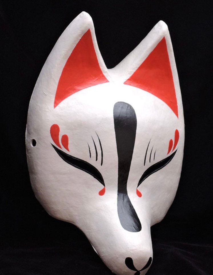 Japanese Traditional Face Fox Mask White KITSUNE - Etsy