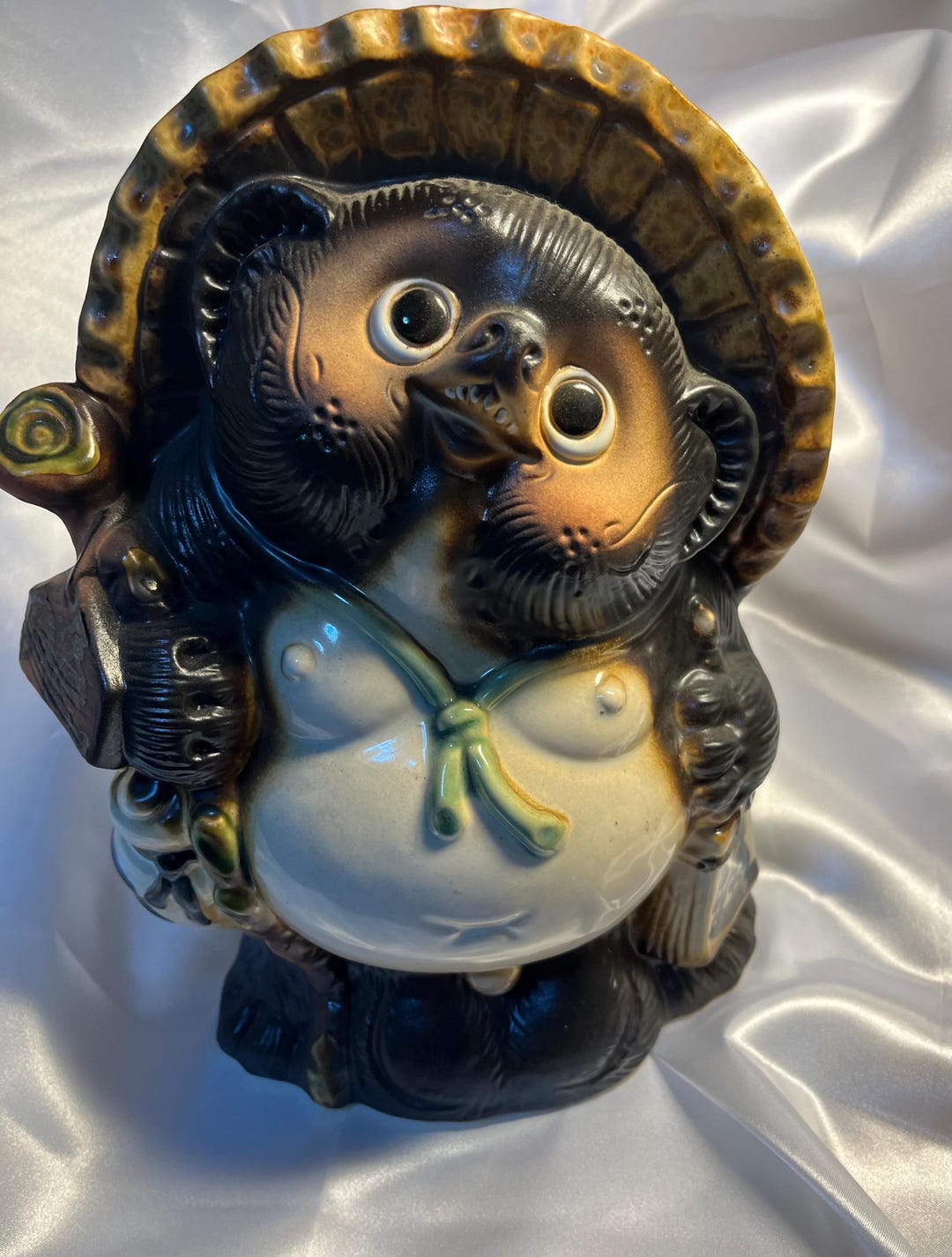 Shigaraki-style Tanuki Figurine – Ceramic Lucky Charm for Prosperity ...