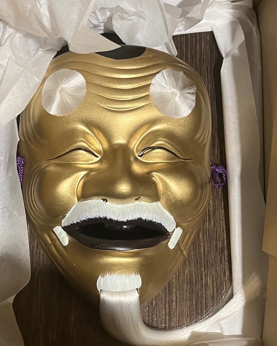 Noh Mask Traditional Japanese Art OKINA Old Man Face Wall Statue ...