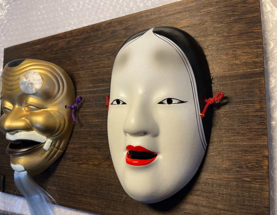 Noh Mask Traditional Japanese Art Masume and Okina Wall Statue - Etsy