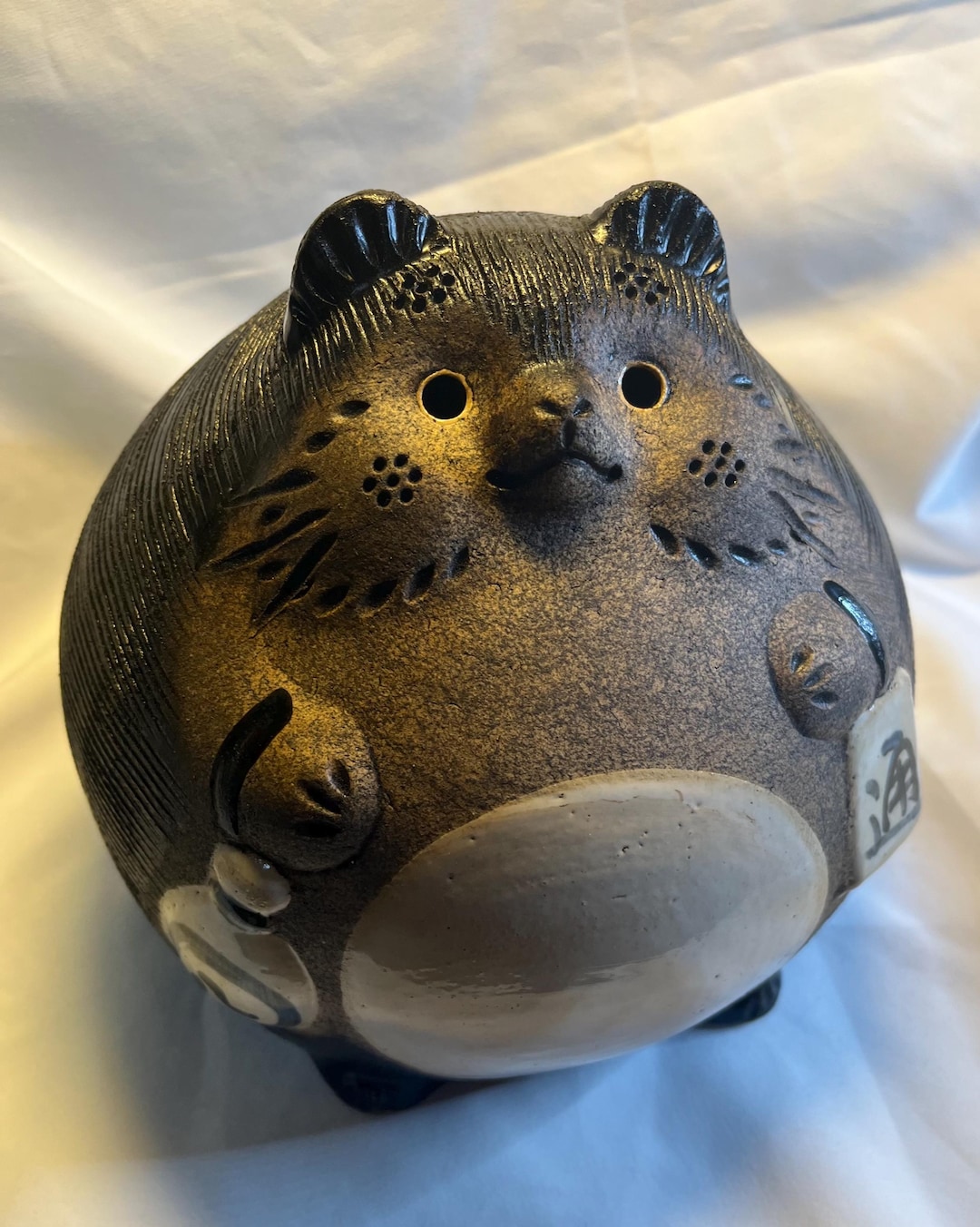Shigaraki Lucky Tanuki Ceramic Figurine - Traditional Japanese Fortune ...