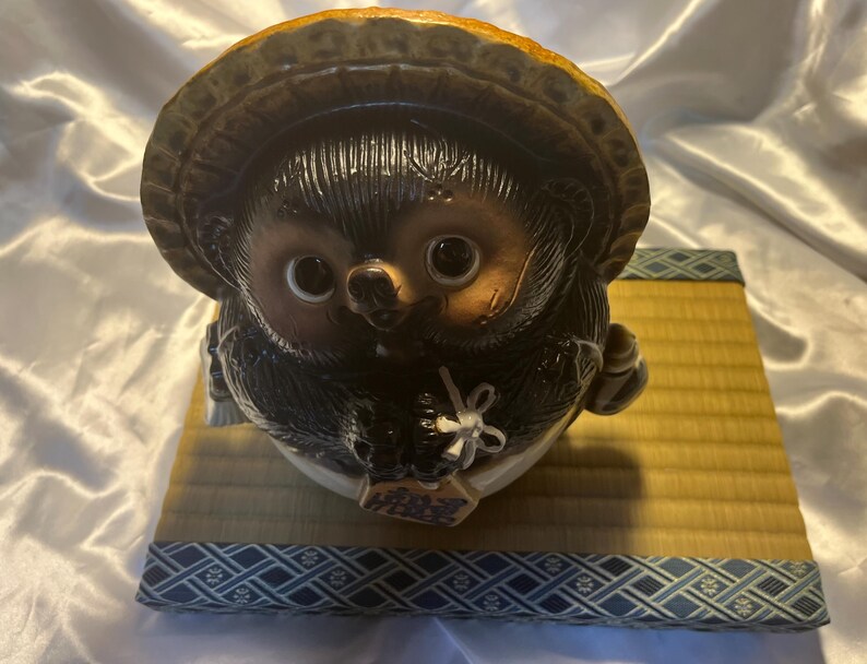 Japanese Shigaraki Ware Raccoon Figurine – Handmade Reclining Statue ...