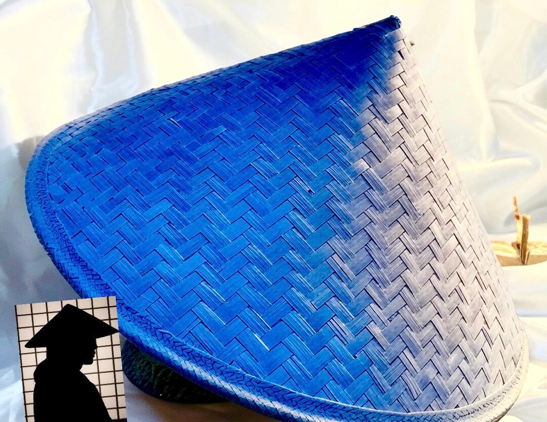 Japanese Samurai Bamboo Hat – Dark Blue – Traditional Sengoku Style ...