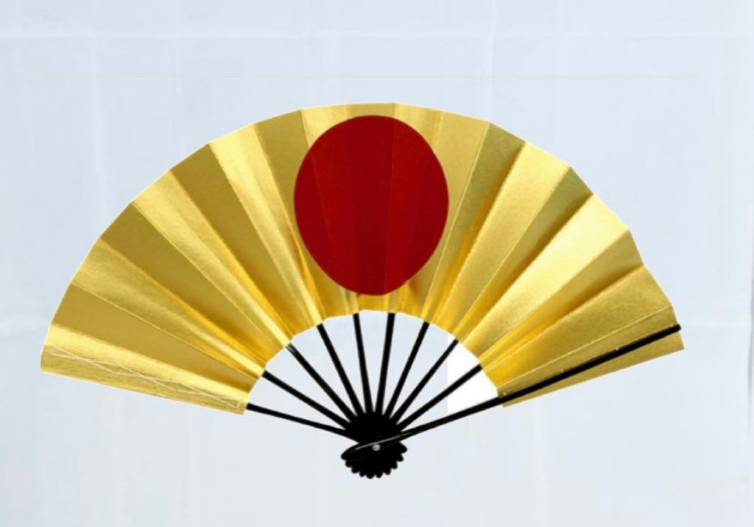 Japanese Fan Gold Hinomaru Rising Sun Art - Etsy