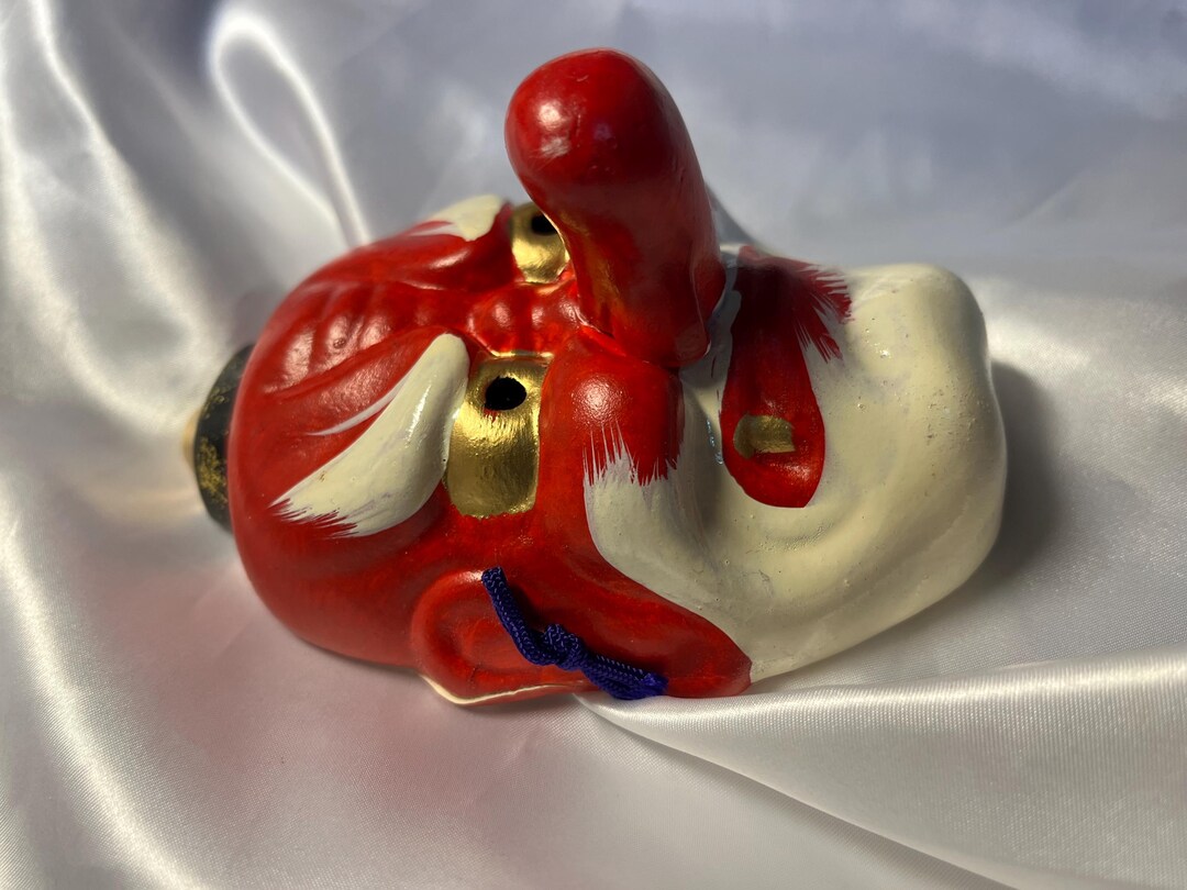 Vintage Japanese Tengu Noh Mask – Red Long-nosed Demon Wall Art ...