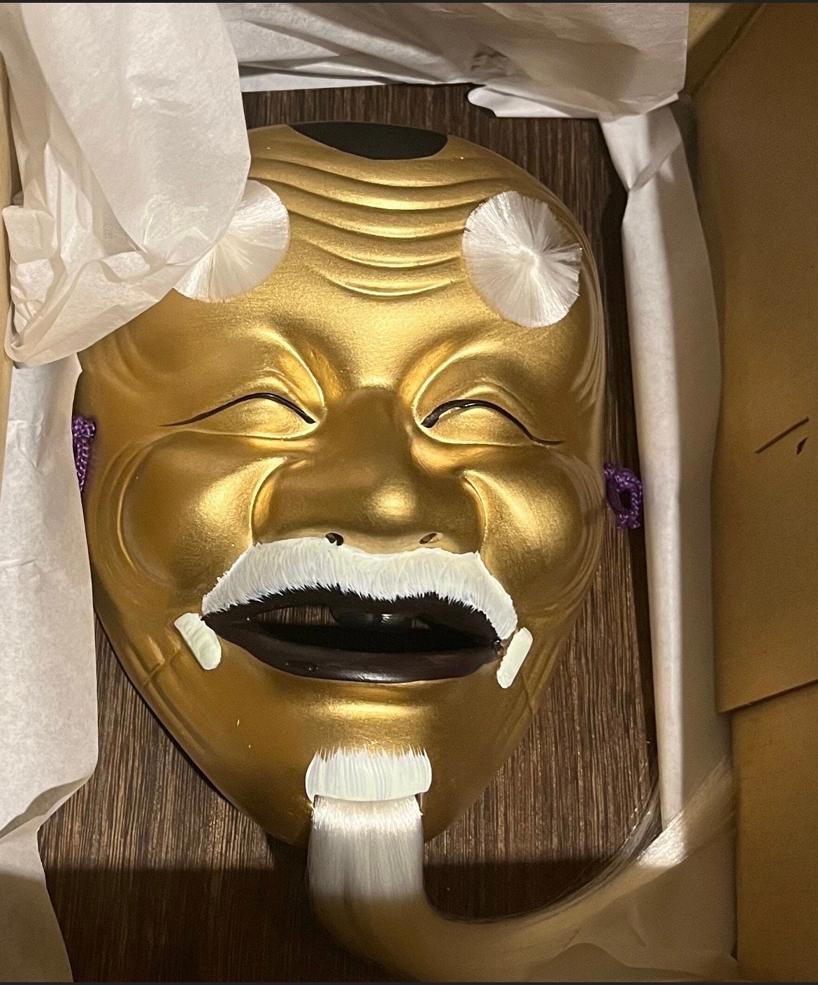 Noh Mask Traditional Japanese Art OKINA Old Man Face Wall Statue ...