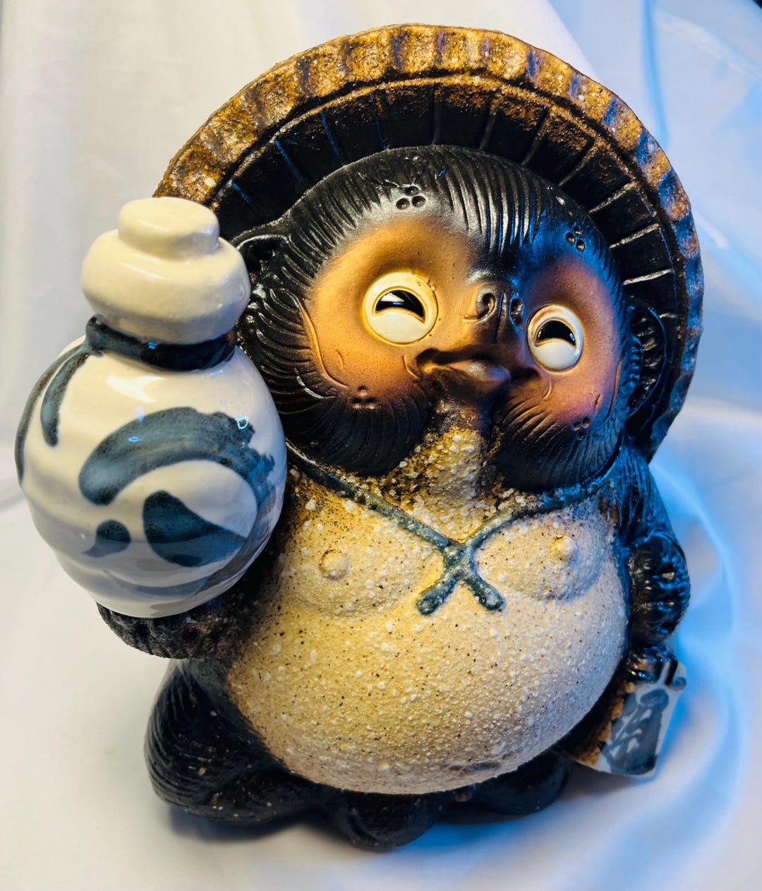 Shigaraki Lucky Tanuki Bacchus Inviting Good Fortune Statue - Etsy