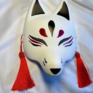 Japanese Traditional Face Fox Mask White KITSUNE Inari’s Whisper - Etsy