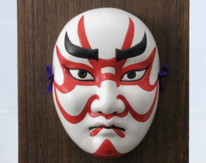 Kabuki Kumadori Mask Traditional Japanese Art Wall Statue Handmade - Etsy