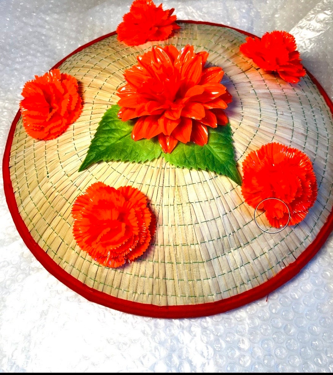 Hanagasa Bamboo Hat Japanese Edo Style Handmade Handmade Flower ...