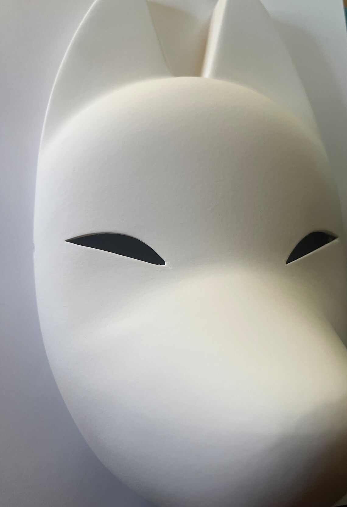 Japanese Fox Full Mask Plain Kitsune Art White Fox Mask - Etsy
