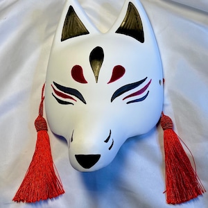 Japanese Traditional Face Fox Mask White KITSUNE Inari’s Whisper - Etsy