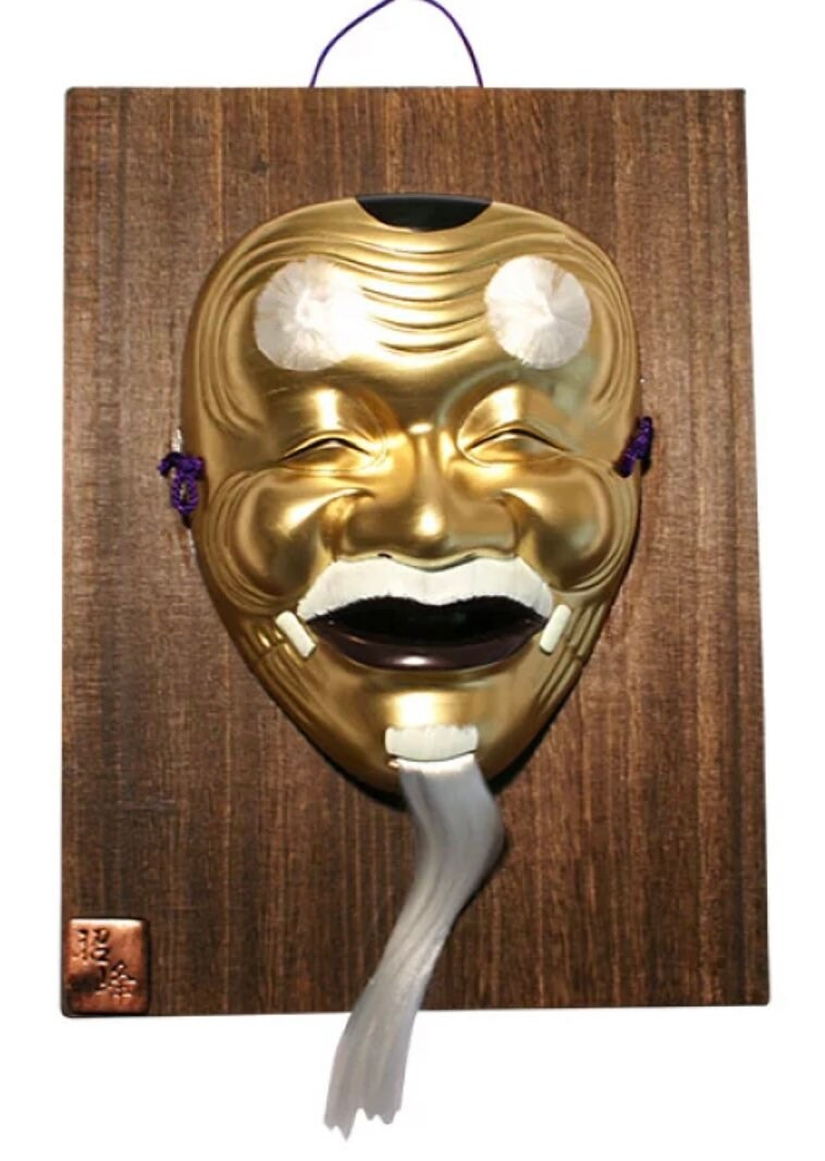 Noh Mask Traditional Japanese Art OKINA Wall Statue Handmade - Etsy