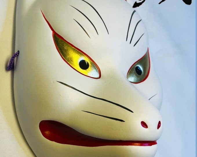 Japanese Noh Face Fox Mask Traditional Festival Mask Kitsune Striking ...