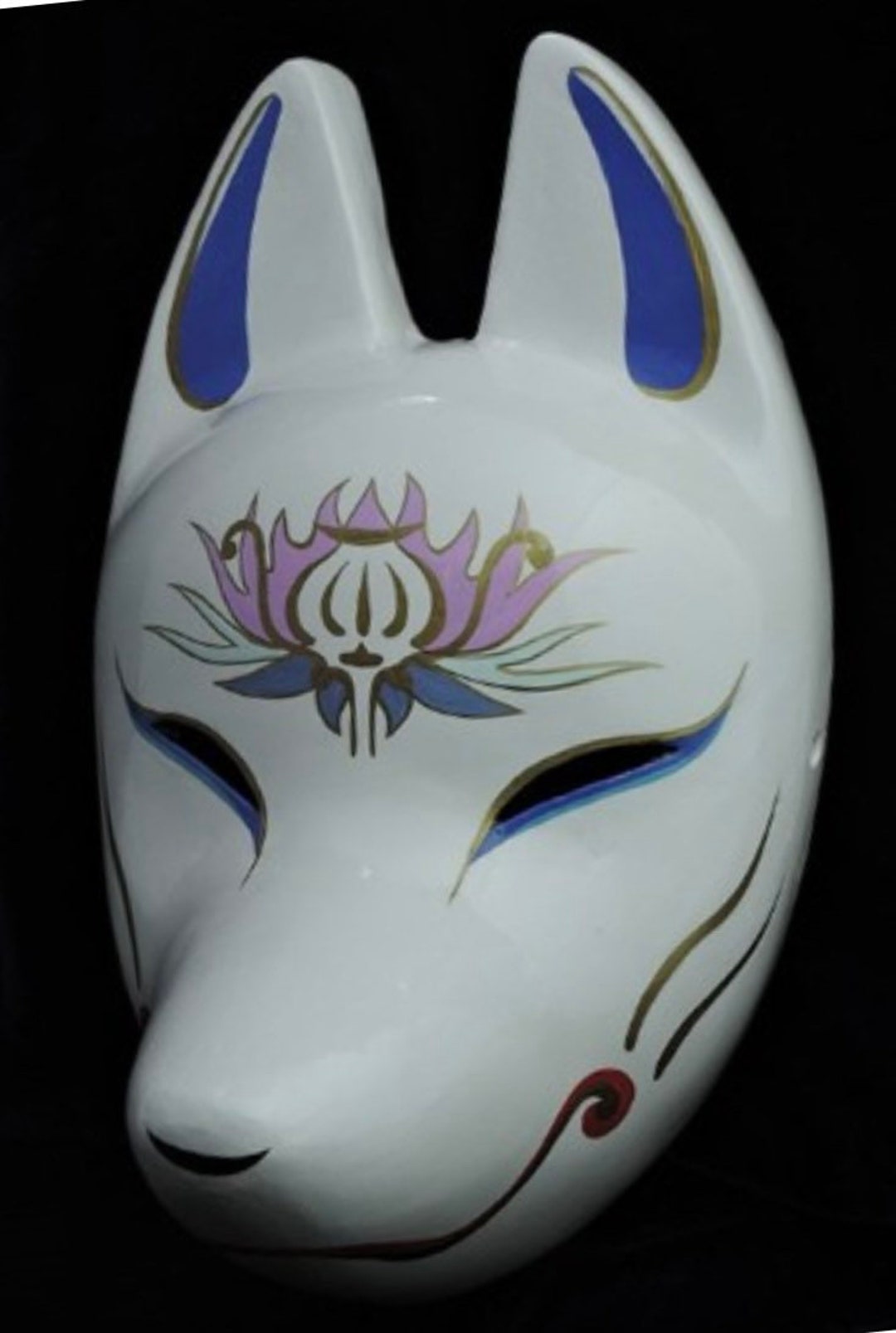 Japanese Noh Face Fox Mask Flower Kitsune - Etsy