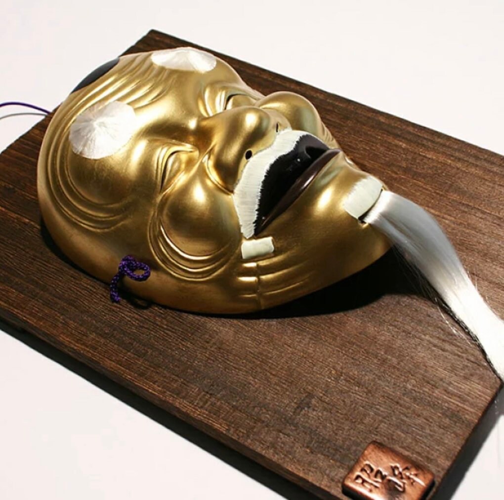 Noh Mask Traditional Japanese Art OKINA Wall Statue Handmade - Etsy