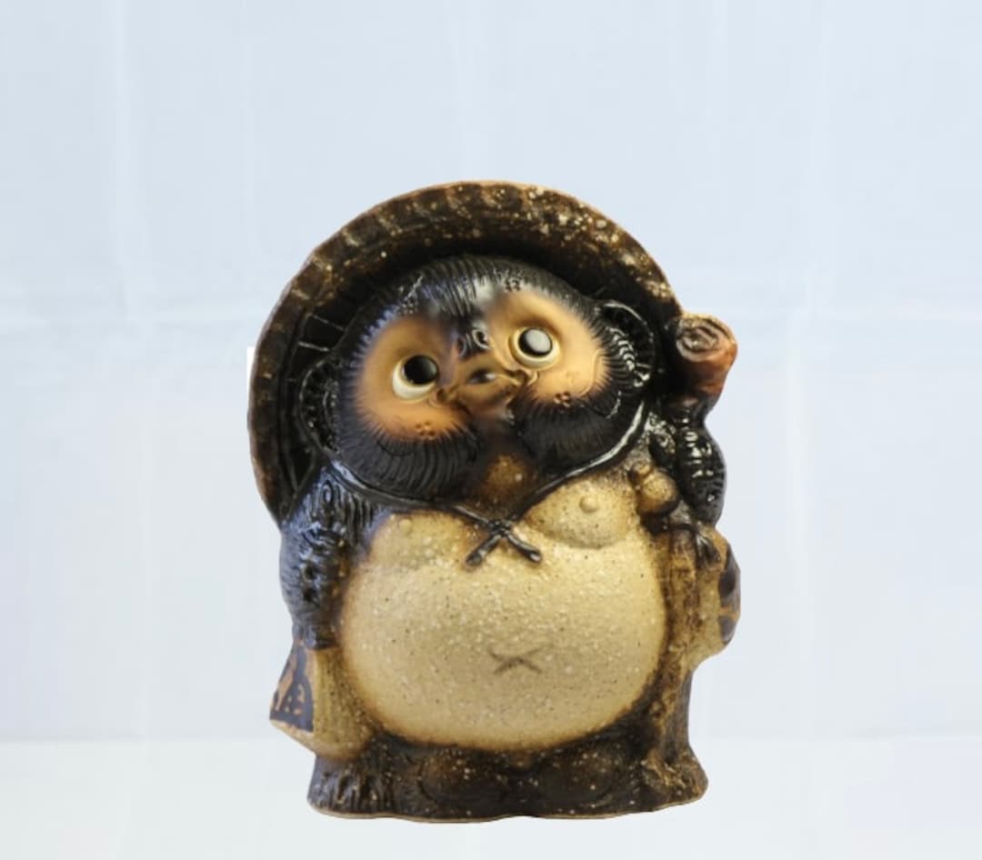 Shigaraki Ceramic Tanuki Figurine Traditional Japanese Ornament 9.25 X ...