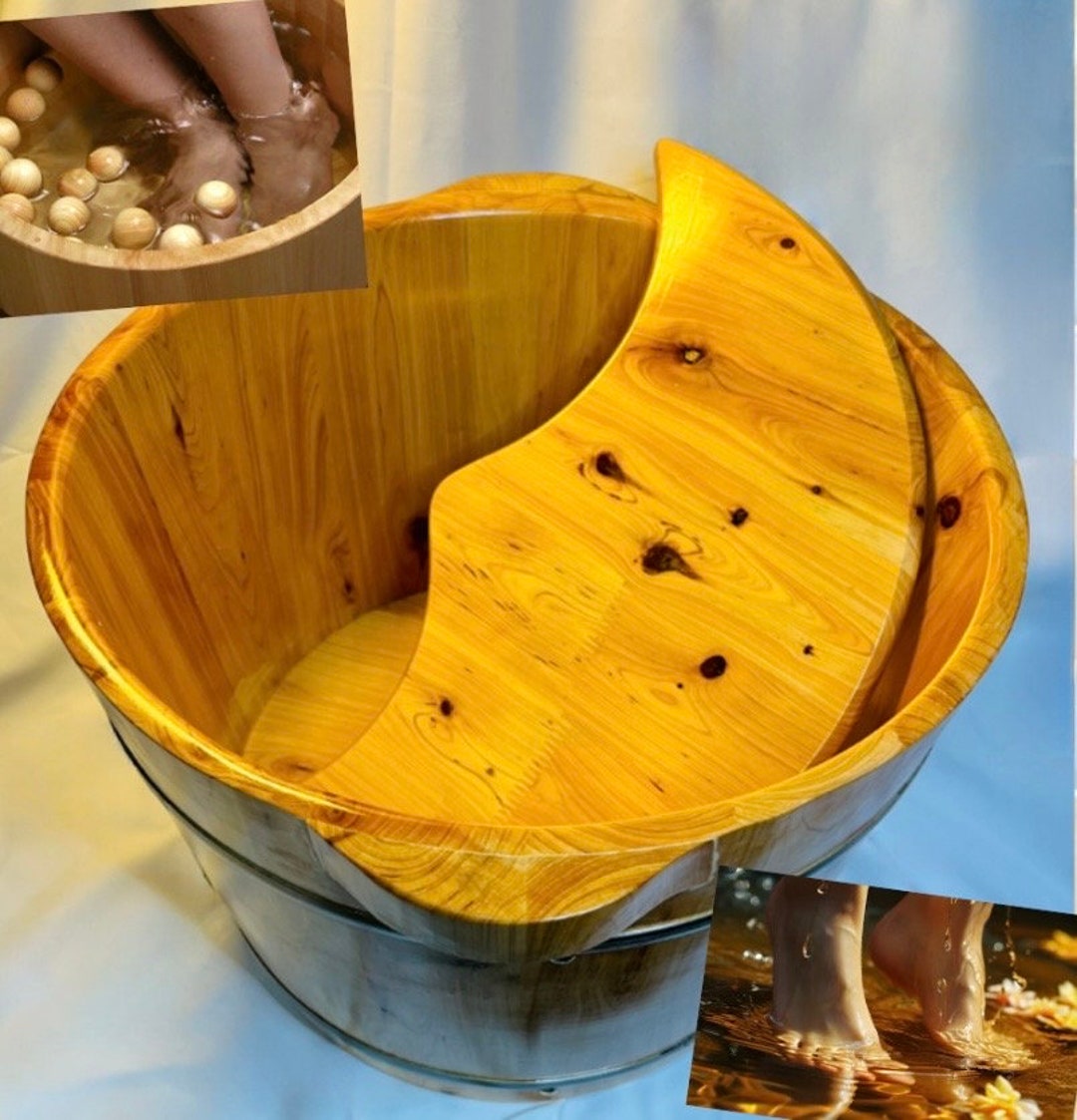 HINOKI Foot Bath Tub D.40cm Handmade +10 Cypress Spa Balls | Includes ...
