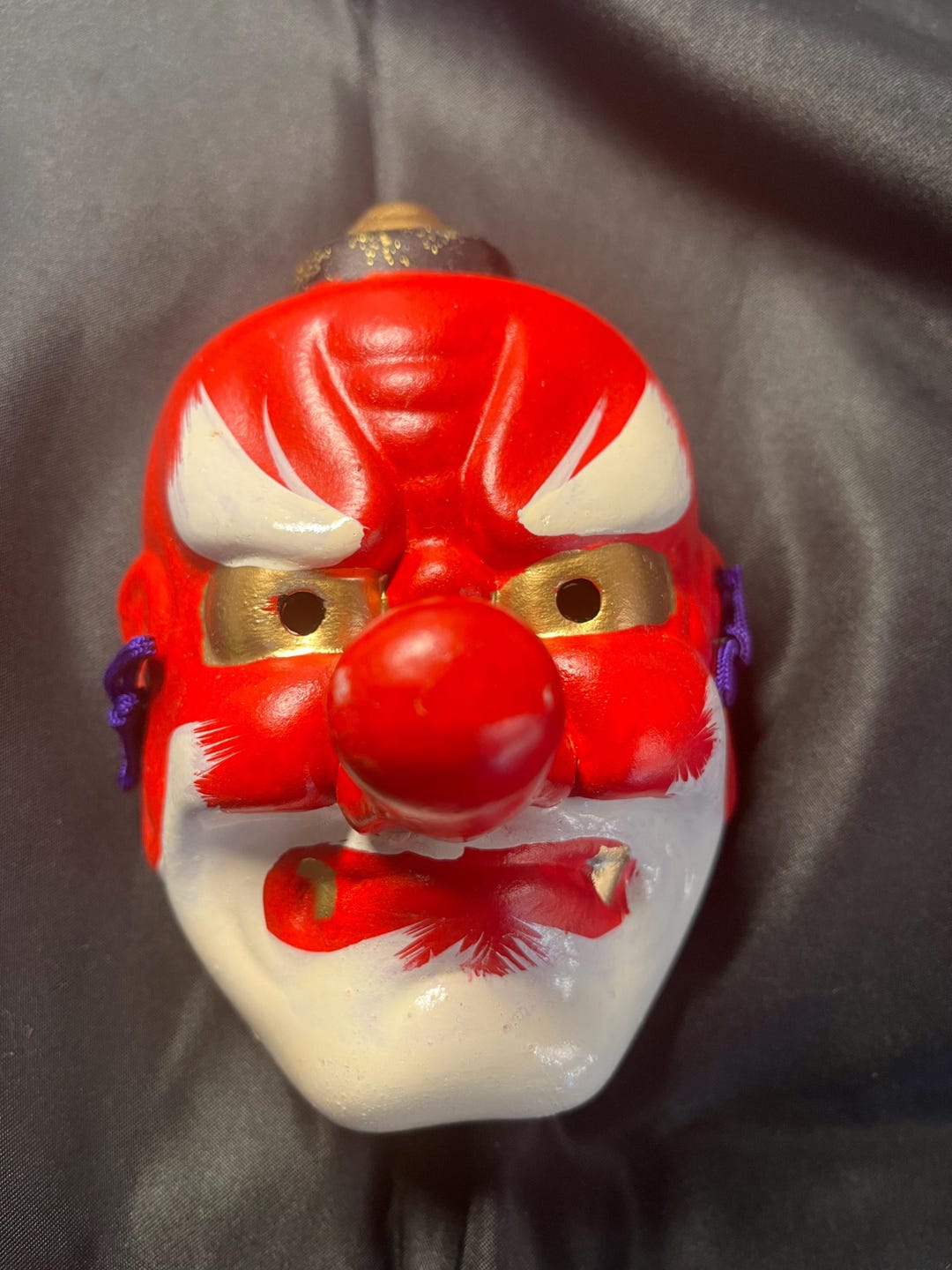 Japanese Tengu Mask Wall Art – Red Long-nosed Noh Goblin Mask, Ceramic ...