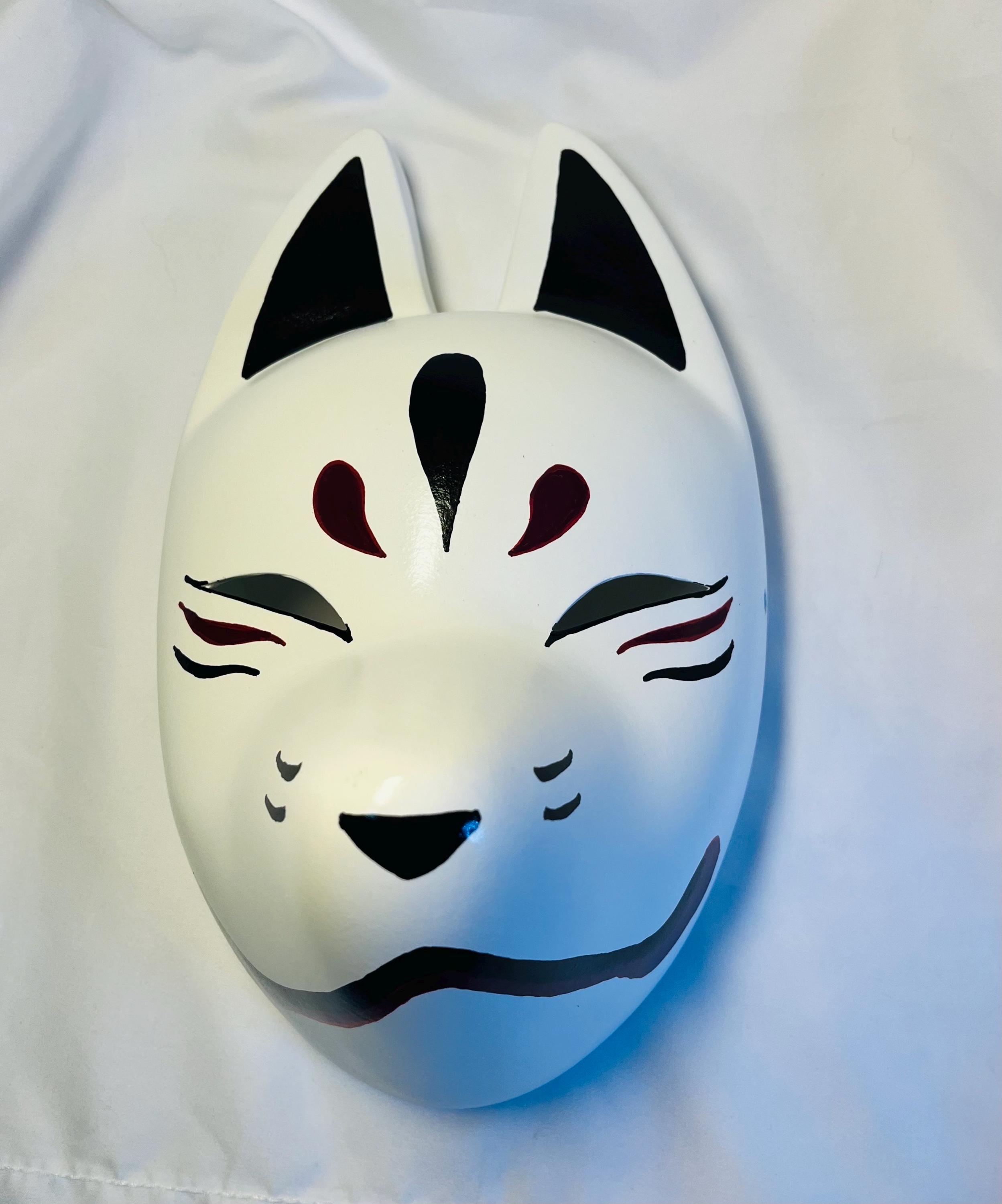 Traditional Japanese Noh Fox Mask With String - Cosplay Costume Statue ...