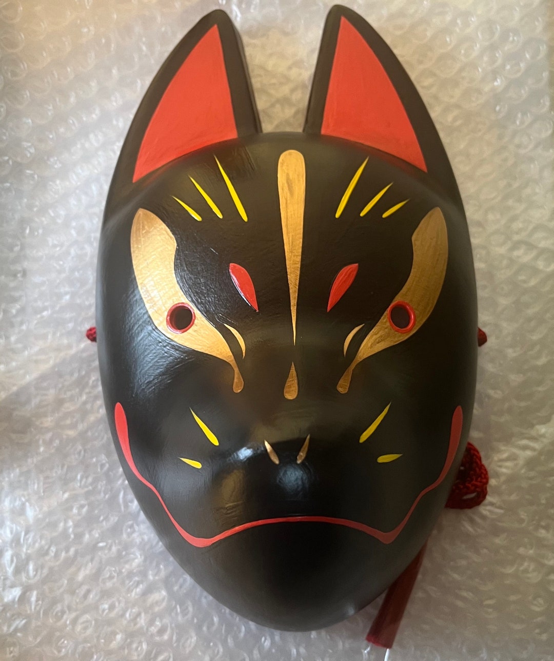 Japanese Noh Face Fox Mask Fox at Night Kitsune Striking Red Design - Etsy