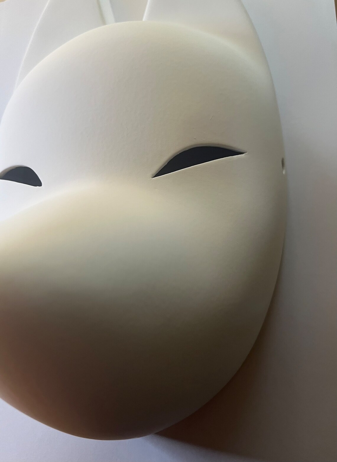 Japanese Fox Full Mask Plain Kitsune Art White Fox Mask - Etsy