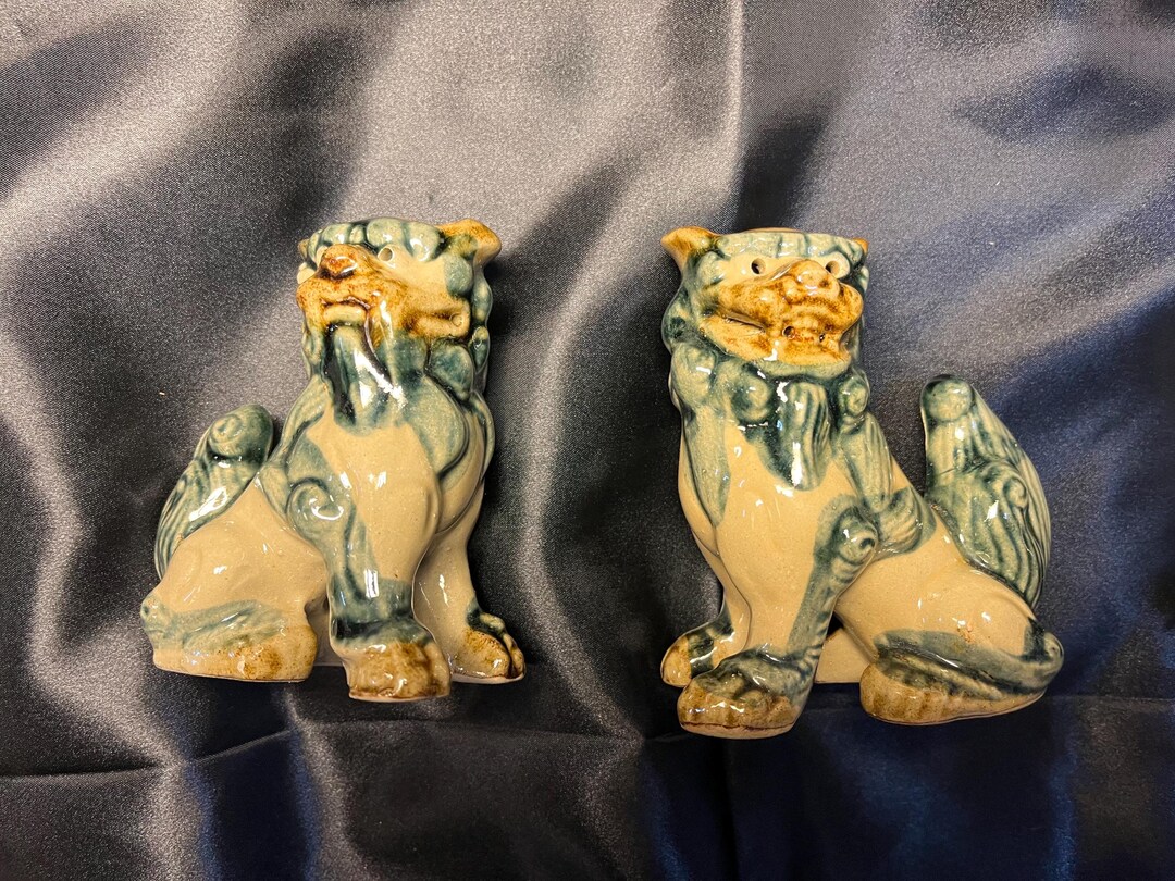 Ceramic Shisa Guardian Statues (pair - Left & Right Set)lucky - Etsy