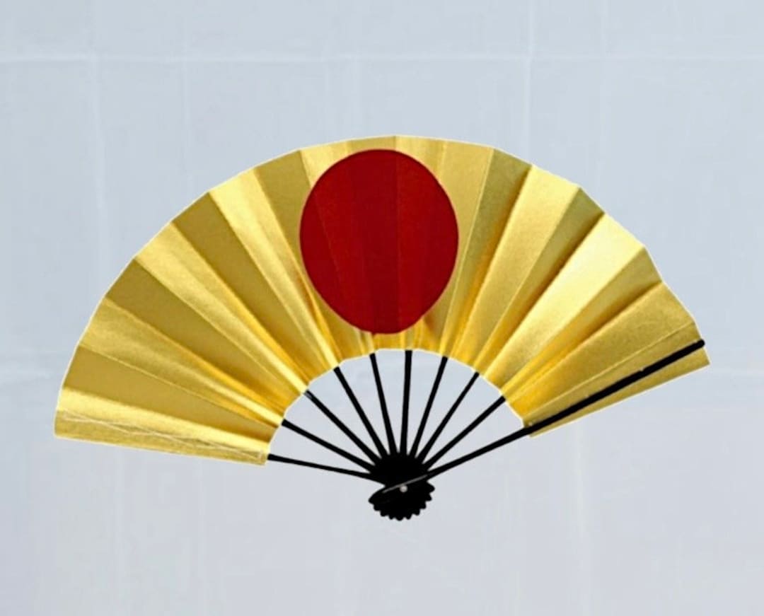 Japanese Fan Gold Hinomaru Rising Sun Art - Etsy
