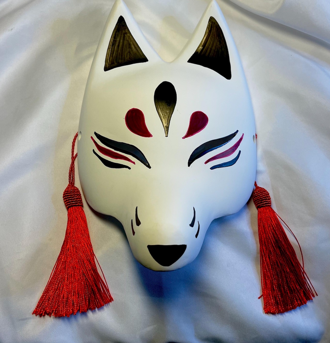 Japanese Traditional Face Fox Mask White KITSUNE Inari’s Whisper - Etsy