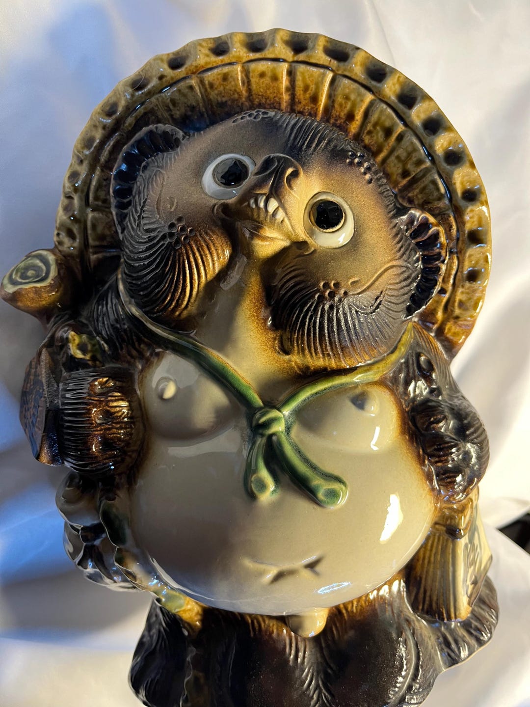 Japanese Traditional Lucky Tanuki Statue - Pom Poko Shigaraki Style ...
